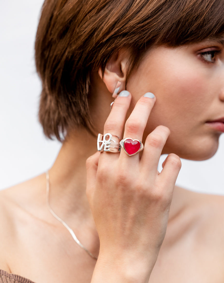 La La Love Big Heart Ring Silver – Ring med hjärta från Syster P